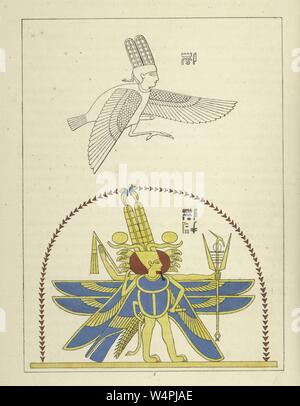 Ancient Egyptian god Amun (Amun-Ra), sitting on his throne and holding ...
