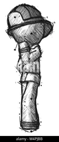 Sketch firefighter fireman man question mark concept, sitting on chair ...