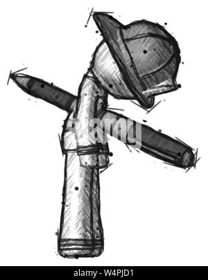 Sketch firefighter fireman man writing with giant pencil Stock Photo ...