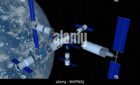 3D model of the TIANGONG 3 - Chinese Space Station with TIANHE core ...