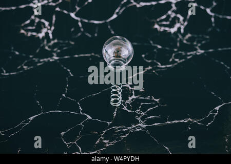 idea lightbulb popping up on spring with black marble background ...