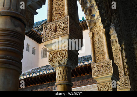 Detail of ornate columns Alhambra Granada Andalusia Spain Stock Photo ...