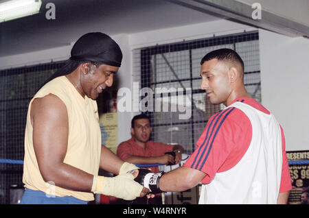 Prince Naseem Hamed with his new trainer Emanuel Steward From The Kronk ...