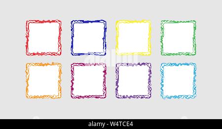 Set of colored curly square frames, flat simple design Stock Vector ...