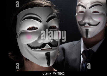PRAGUE - MARCH 6: two members of anonymous activist hacker group with ...