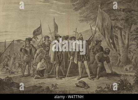 Christopher Columbus landing in the Americas, 1494 Stock Photo - Alamy