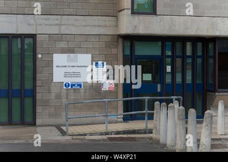 Signage for HMP Wakefield category A men's prison in West Yorkshire, UK ...