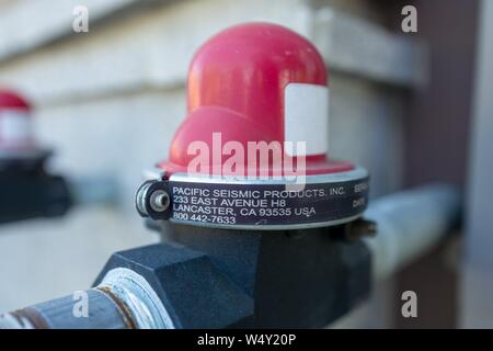 Earthquake gas shutoff valve on outside of building in Lafayette ...