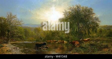 ‘Cows Watering’ by James McDougal Hart is a tranquil oil painting from ...