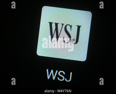 The Wall Street Journal newspaper application icon on computer display ...