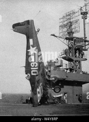 Grumman F6F Hellcat aboard USS Charger (CVE-30) on 8 May 1944 Stock ...