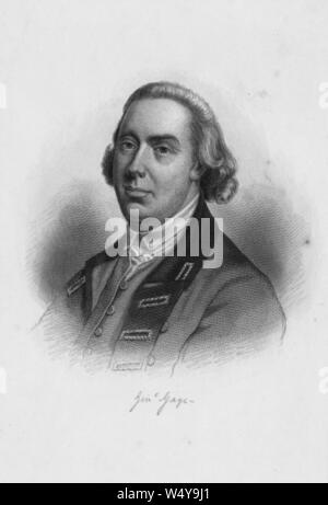 Engraved portrait of General Thomas Gage, a British Army general ...