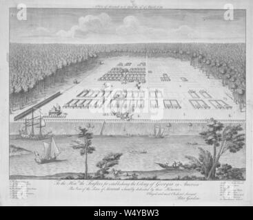 A view of Savannah, Georgia as it stood in 1734. Georgia was last ...