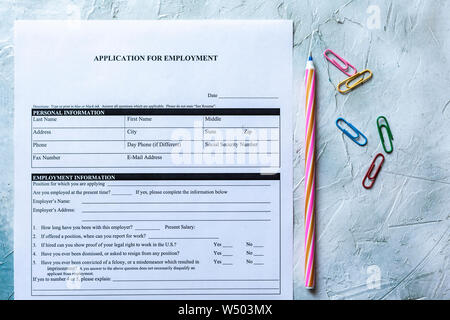Standard Application for Employment. HR, Hiring, Applying concept. Job ...