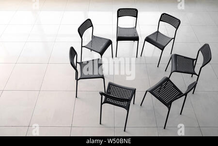 Empty chairs prepared for group therapy in psychologist's office Stock ...