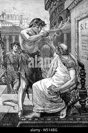Julius Caesar refusing the crown offered by Anthony - British engraving ...
