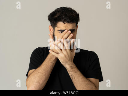 Confused scared latin man, guy with scared and confused face Stock ...