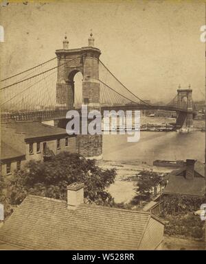 Cincinnati and Covington bridge from the Covington side, by J H Hoover ...
