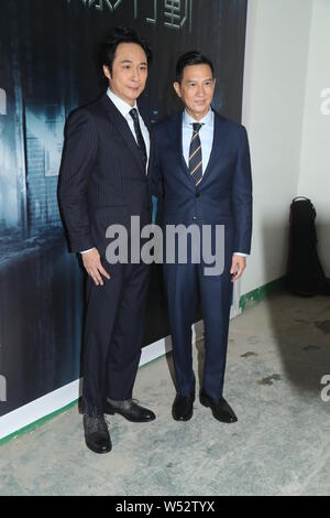 Hong Kong actor and director Francis Ng Chun-yu, left, and Nick Cheung ...