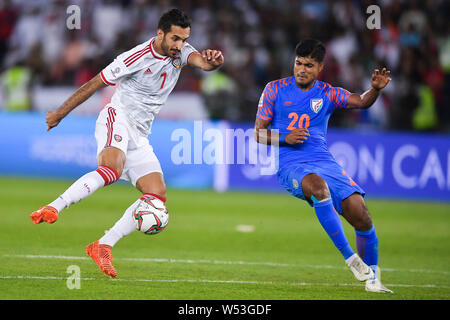 Ali Mabkhout, left, of United Arab Emirates national football team ...