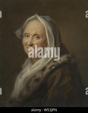 Balthasar Denner - Portrait of an old lady wearing a fur trimmed coat ...
