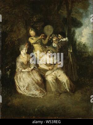 'Italian Serenade' is a painting by Antoine Watteau, showcasing a scene ...