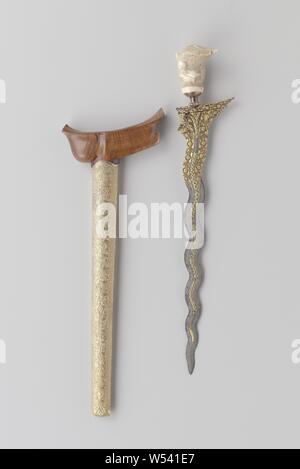 Javanese Kris. Kris, blade in Pamor technique with Gourdincrustatie ...