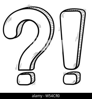Hand drawn punctuation marks. Question, exclamination, ellipsis marks ...