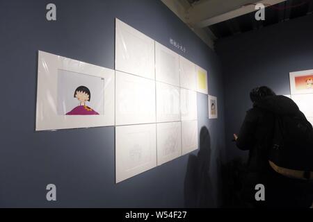 Manuscripts of Japanese manga series are on display during a Japanese ...