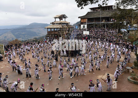 Chinese people of Miao ethnic minority take part in a dragon race ...