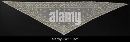 Fichu of needle lace with scattered twigs and rose buds, Fichu of ...