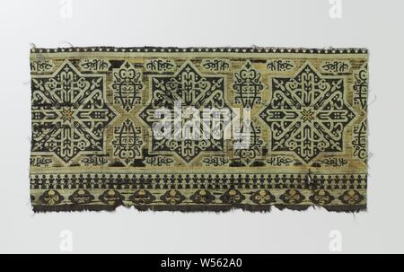 Fragment of samite with star patterns and Kufic script, Fragment of a ...