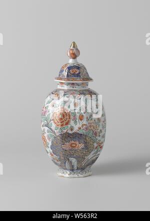 Pot with lid of multicolored painted faience, Pot with lid of faience ...