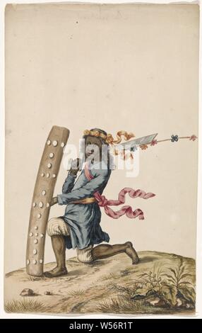 Ambonese dancing warrior in blue robe, Indonesia, painter anonymous ...