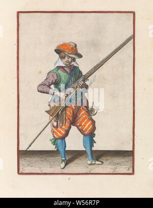 Soldier Holding His Musket with His Left Hand Pointed at an Angle While ...