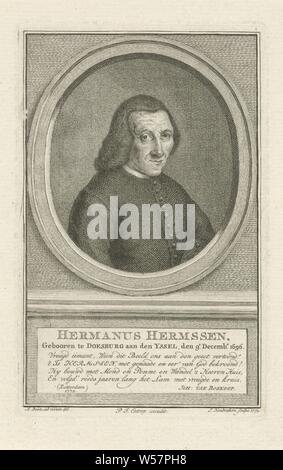 Portrait of Hermanus Hermsen, Jacob Houbraken, After Adriaan Boon, 1772 ...