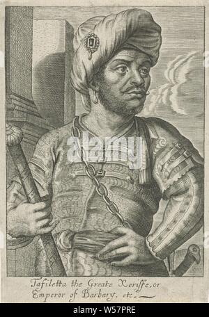 . Portrait of moulay al-rashid, morocco sultan, with turban on the head ...