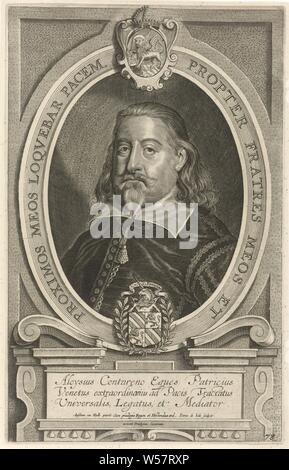 Portrait of Aloysius Contareno, Pieter de Jode (II), after Anselm van Hulle, 1648 Bust portrait ...
