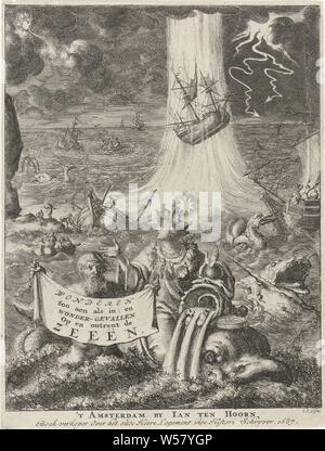 Allegorical female figure with crown of a ship and a Triton on the ...
