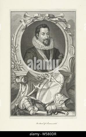 Portrait of Robert Carr, 1st count of Somerset, Jacob Houbraken, 1747 ...