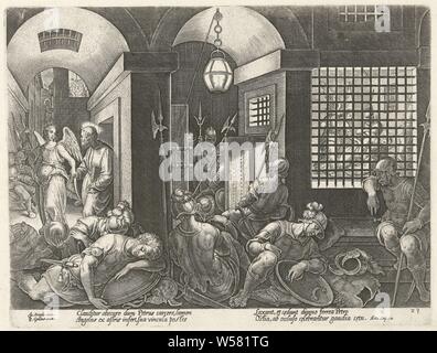 Peter is released from prison by the angel; Herod shows Peter in the ...