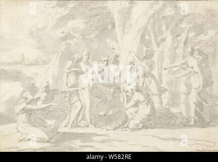 The birth of Adonis from Myrrha, Nicolas Poussin, 1650 drawing paper ...