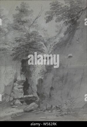 Gap between rock walls. Gap between two rock walls that are covered ...