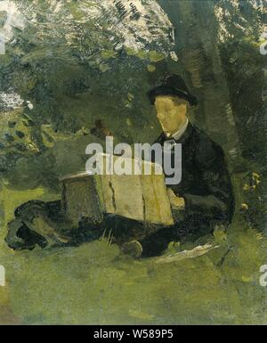 Jan Verkade (1868-1946) Painting under a Tree at Hattem, 1891 Stock ...