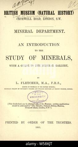 A Guide to the Mineral Gallery ... With an Introduction to the study of Minerals. [By L ...
