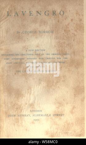 'Lavengro' is a vintage book by George Borrow, portraying the life of a ...