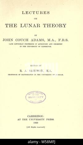 John Couch Adams (1819-1892), British astronomer. As a mathematics undergraduate at Cambridge ...
