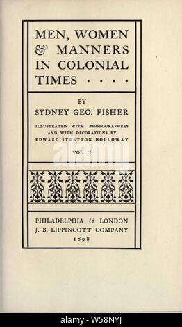 Men, women & manners in colonial times : Fisher, Sydney George, 1856 ...