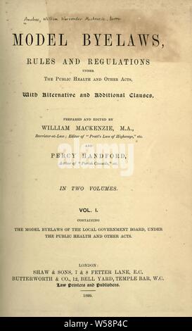 Model byelaws, rules and regulations under the public health and other ...