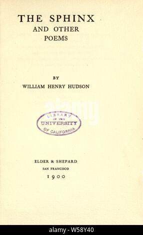 The sphinx and other poems : Hudson, William Henry, 1862-1918 Stock ...